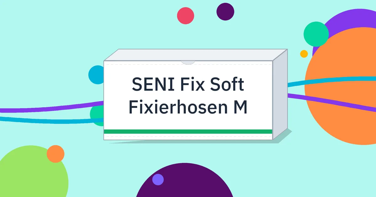 Symbolbild: Packung mit der Aufschrift SENI Fix Soft Fixierhosen M (PZN 20346918) – Verfügbarkeit und Bezug in Apotheken in Frankfurt am Main