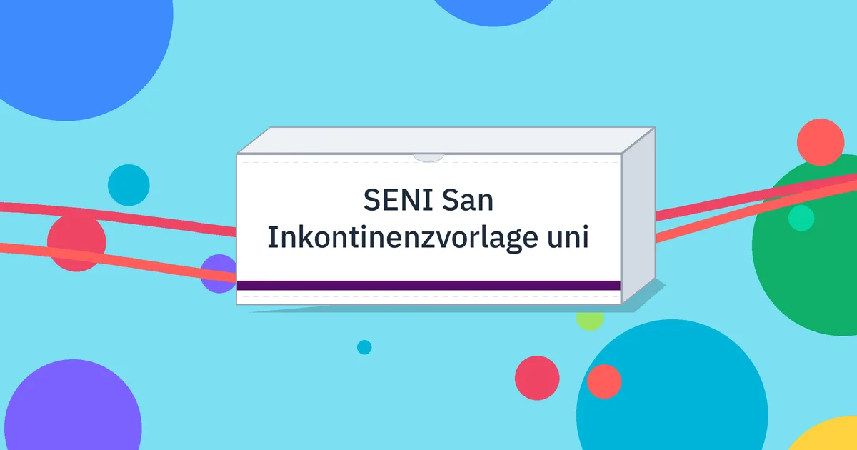 Symbolbild: Packung mit der Aufschrift SENI San Inkontinenzvorlage uni (PZN 18329344) – Verfügbarkeit und Bezug in Apotheken in Frankfurt am Main
