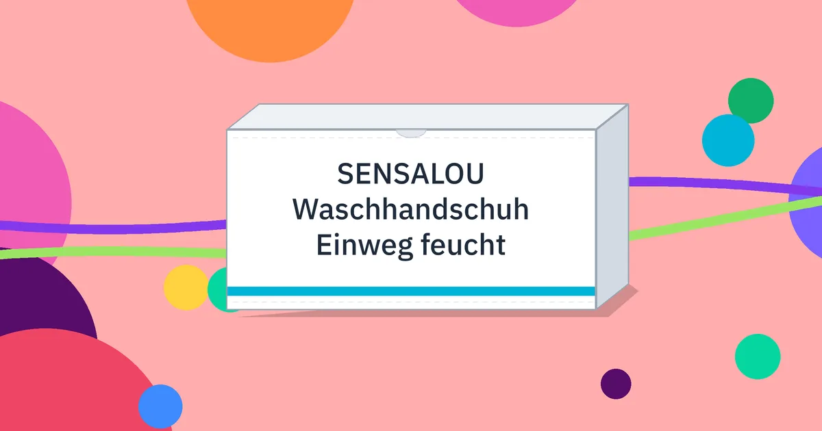 Symbolbild: Packung mit der Aufschrift SENSALOU Waschhandschuh Einweg feucht (PZN 19265072) – Verfügbarkeit und Bezug in Apotheken in Frankfurt am Main