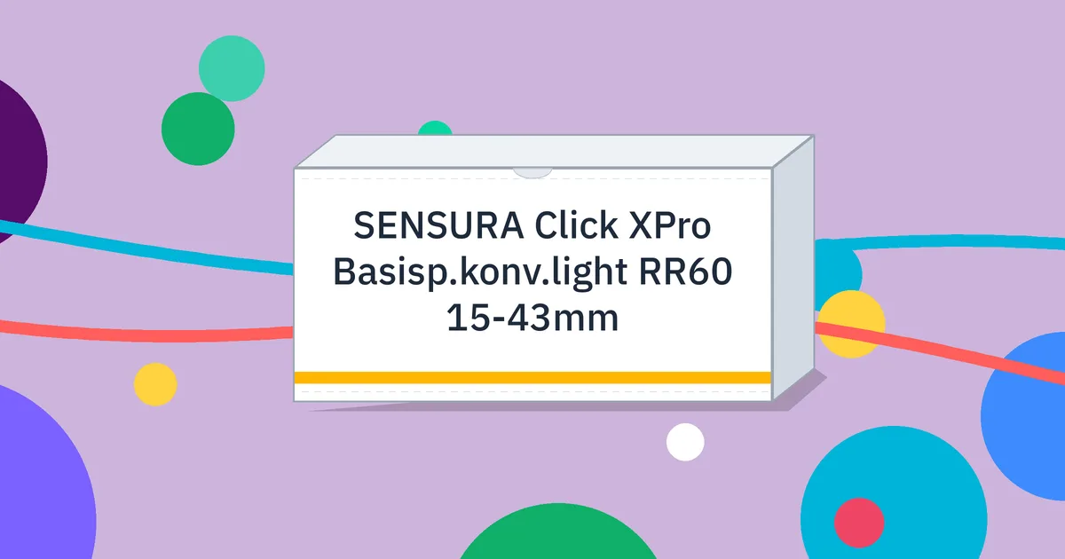Symbolbild: Packung mit der Aufschrift SENSURA Click XPro Basisp.konv.light RR60 15-43mm (PZN 07212113) – Verfügbarkeit und Bezug in Apotheken in Frankfurt am Main