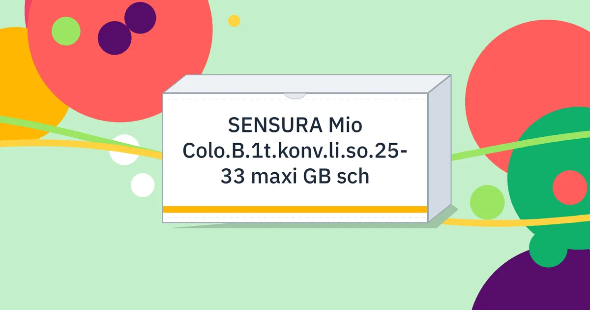 Symbolbild: Packung mit der Aufschrift SENSURA Mio Colo.B.1t.konv.li.so.25-33 maxi GB sch (PZN 19974578) – Verfügbarkeit und Bezug in Apotheken in Frankfurt am Main