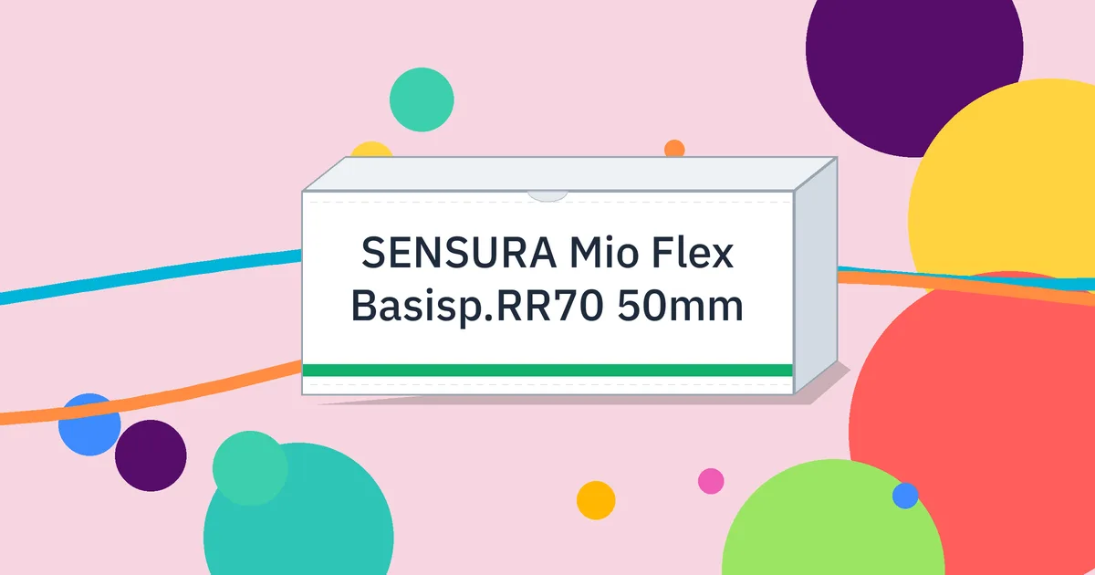 Symbolbild: Packung mit der Aufschrift SENSURA Mio Flex Basisp.RR70 50mm (PZN 10202756) – Verfügbarkeit und Bezug in Apotheken in Frankfurt am Main