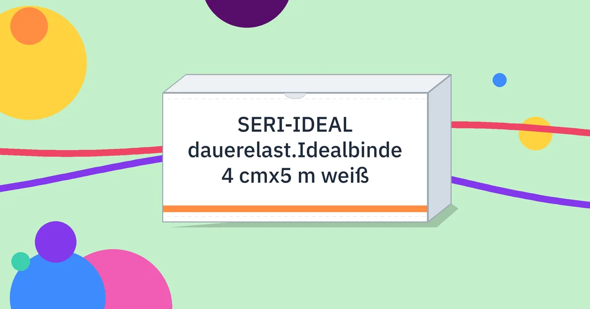 Symbolbild: Packung mit der Aufschrift SERI-IDEAL dauerelast.Idealbinde 4 cmx5 m weiß (PZN 19836764) – Verfügbarkeit und Bezug in Apotheken in Frankfurt am Main