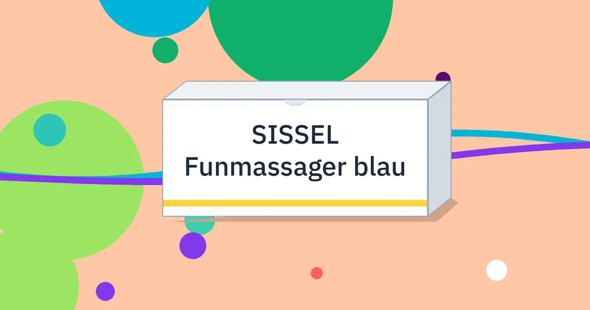 Symbolbild: Packung mit der Aufschrift SISSEL Funmassager blau (PZN 03399592) – Verfügbarkeit und Bezug in Apotheken in Frankfurt am Main