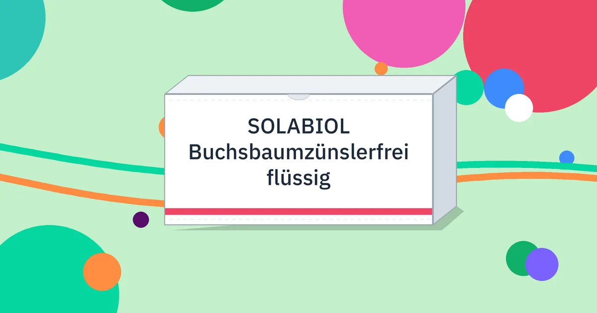 Symbolbild: Packung mit der Aufschrift SOLABIOL Buchsbaumzünslerfrei flüssig (PZN 14361641) – Verfügbarkeit und Bezug in Apotheken in Frankfurt am Main