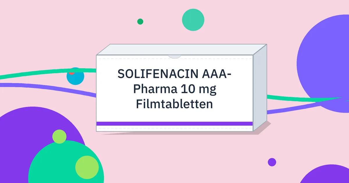 Symbolbild: Packung mit der Aufschrift SOLIFENACIN AAA-Pharma 10 mg Filmtabletten (PZN 16487263) – Verfügbarkeit und Bezug in Apotheken in Frankfurt am Main