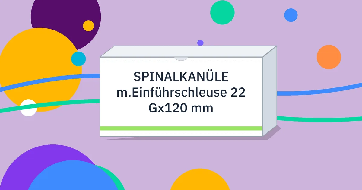 Symbolbild: Packung mit der Aufschrift SPINALKANÜLE m.Einführschleuse 22 Gx120 mm (PZN 03949779) – Verfügbarkeit und Bezug in Apotheken in Frankfurt am Main