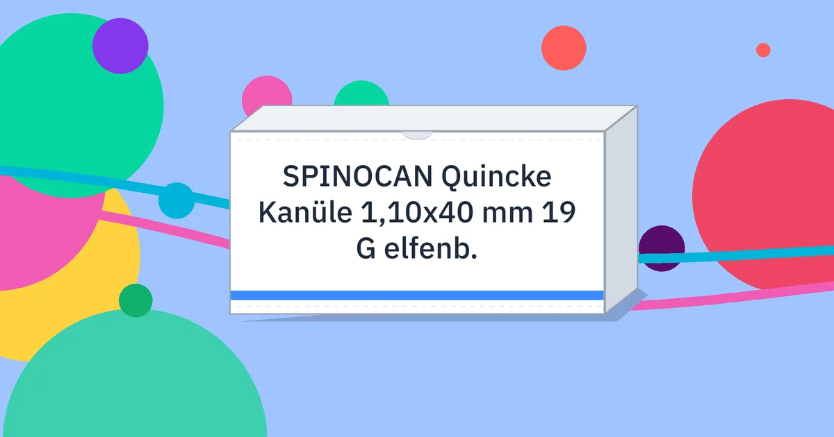 Symbolbild: Packung mit der Aufschrift SPINOCAN Quincke Kanüle 1,10x40 mm 19 G elfenb. (PZN 06592823) – Verfügbarkeit und Bezug in Apotheken in Frankfurt am Main