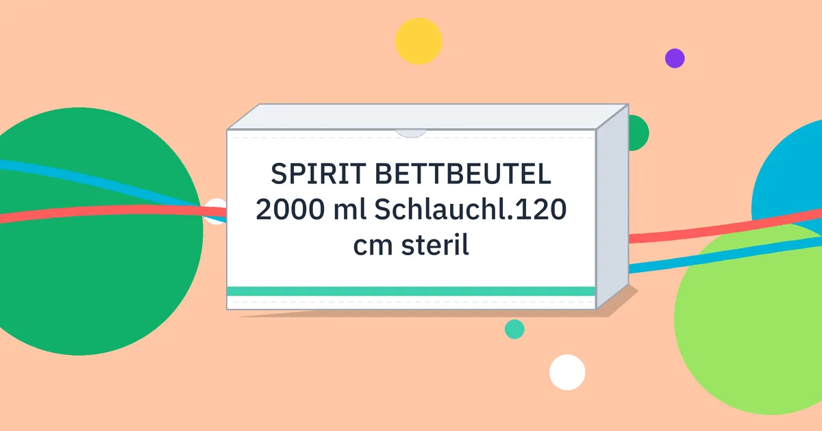 Symbolbild: Packung mit der Aufschrift SPIRIT BETTBEUTEL 2000 ml Schlauchl.120 cm steril (PZN 12749938) – Verfügbarkeit und Bezug in Apotheken in Frankfurt am Main