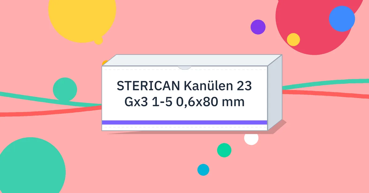 Symbolbild: Packung mit der Aufschrift STERICAN Kanülen 23 Gx3 1-5 0,6x80 mm (PZN 04291431) – Verfügbarkeit und Bezug in Apotheken in Frankfurt am Main