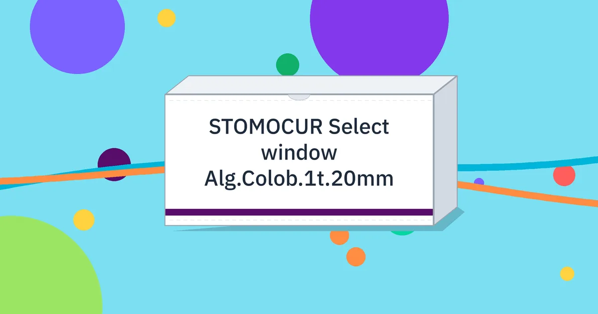 Symbolbild: Packung mit der Aufschrift STOMOCUR Select window Alg.Colob.1t.20mm (PZN 03386879) – Verfügbarkeit und Bezug in Apotheken in Frankfurt am Main
