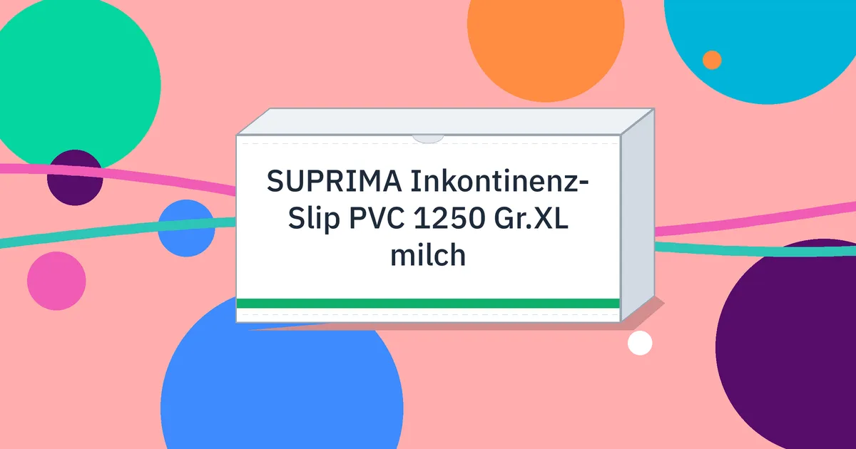 Symbolbild: Packung mit der Aufschrift SUPRIMA Inkontinenz-Slip PVC 1250 Gr.XL milch (PZN 03923509) – Verfügbarkeit und Bezug in Apotheken in Frankfurt am Main