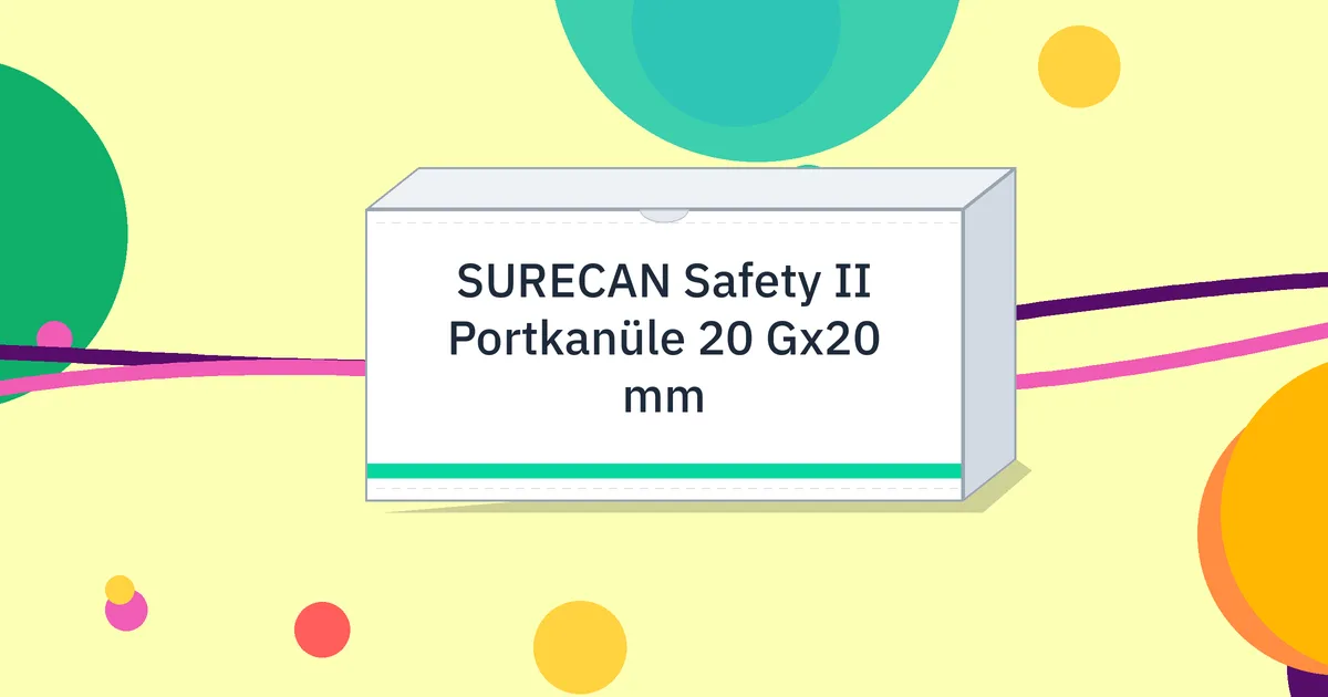 Symbolbild: Packung mit der Aufschrift SURECAN Safety II Portkanüle 20 Gx20 mm (PZN 14286939) – Verfügbarkeit und Bezug in Apotheken in Frankfurt am Main