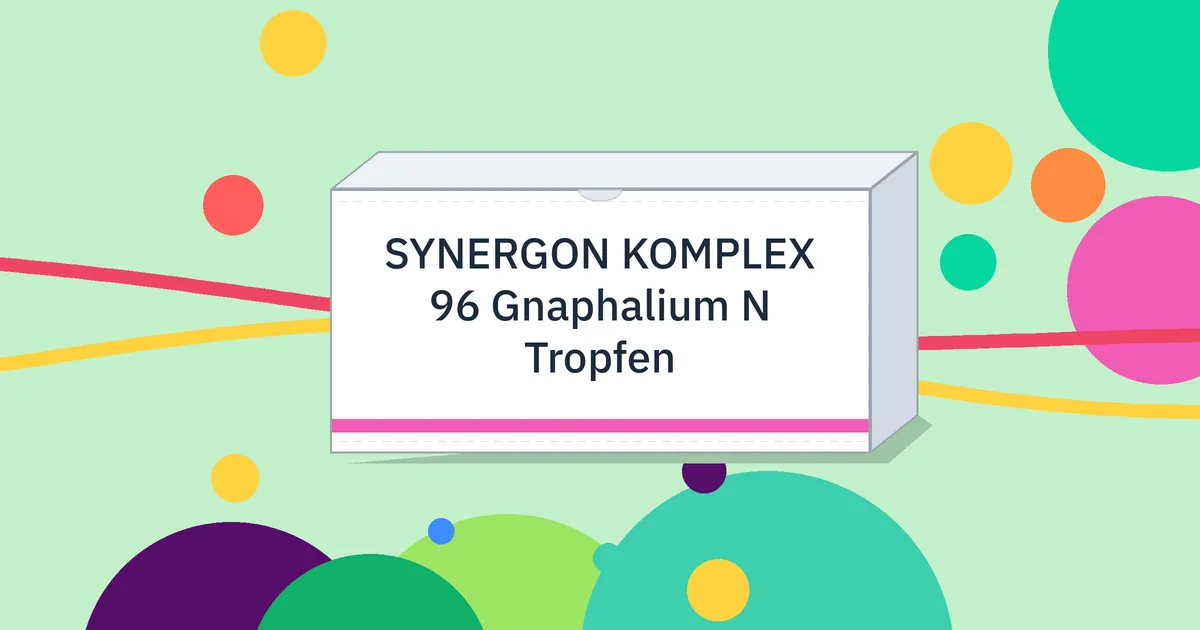 Symbolbild: Packung mit der Aufschrift SYNERGON KOMPLEX 96 Gnaphalium N Tropfen (PZN 03575103) – Verfügbarkeit und Bezug in Apotheken in Frankfurt am Main