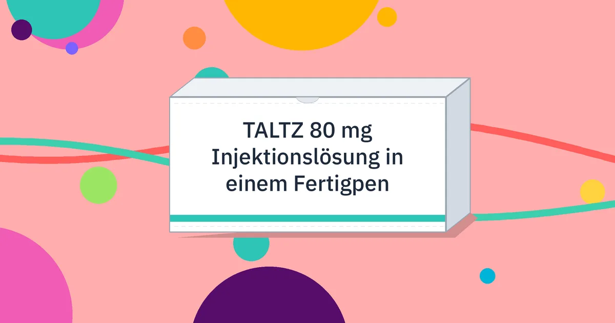 Symbolbild: Packung mit der Aufschrift TALTZ 80 mg Injektionslösung in einem Fertigpen (PZN 14285733) – Verfügbarkeit und Bezug in Apotheken in Frankfurt am Main