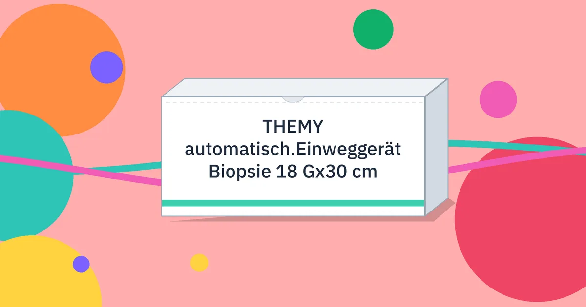 Symbolbild: Packung mit der Aufschrift THEMY automatisch.Einweggerät Biopsie 18 Gx30 cm (PZN 16920174) – Verfügbarkeit und Bezug in Apotheken in Frankfurt am Main