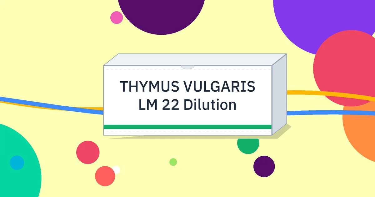 Symbolbild: Packung mit der Aufschrift THYMUS VULGARIS LM 22 Dilution (PZN 13223546) – Verfügbarkeit und Bezug in Apotheken in Frankfurt am Main