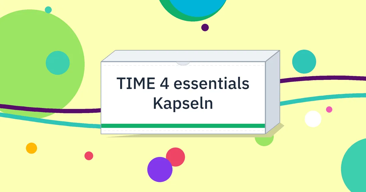 Symbolbild: Packung mit der Aufschrift TIME 4 essentials Kapseln (PZN 19202924) – Verfügbarkeit und Bezug in Apotheken in Frankfurt am Main