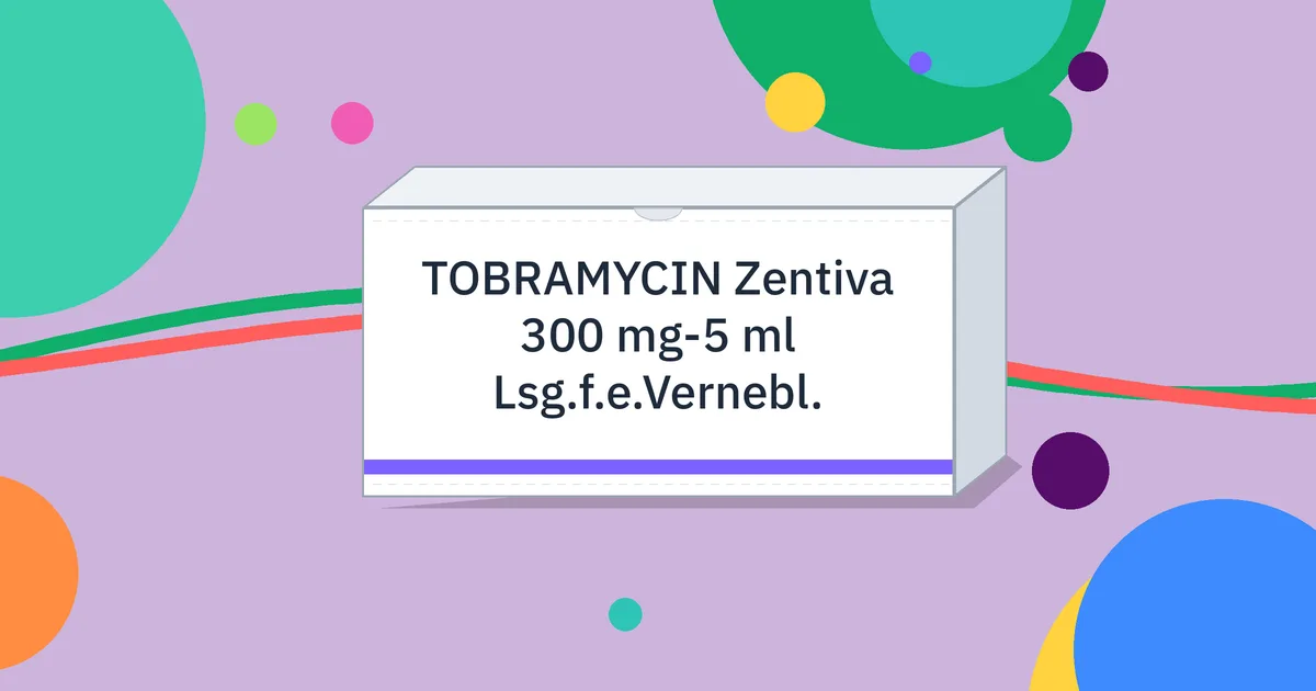 Symbolbild: Packung mit der Aufschrift TOBRAMYCIN Zentiva 300 mg-5 ml Lsg.f.e.Vernebl. (PZN 16779913) – Verfügbarkeit und Bezug in Apotheken in Frankfurt am Main