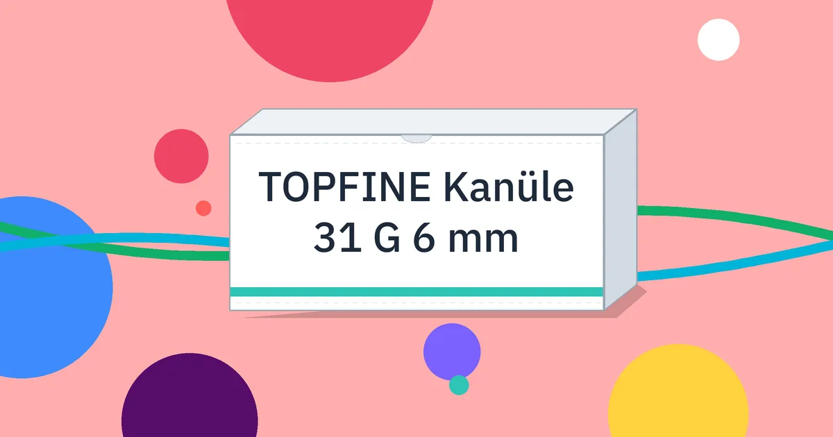 Symbolbild: Packung mit der Aufschrift TOPFINE Kanüle 31 G 6 mm (PZN 14325071) – Verfügbarkeit und Bezug in Apotheken in Frankfurt am Main