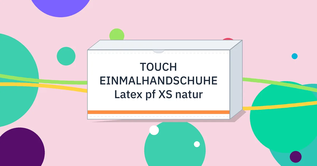 Symbolbild: Packung mit der Aufschrift TOUCH EINMALHANDSCHUHE Latex pf XS natur (PZN 17383784) – Verfügbarkeit und Bezug in Apotheken in Frankfurt am Main