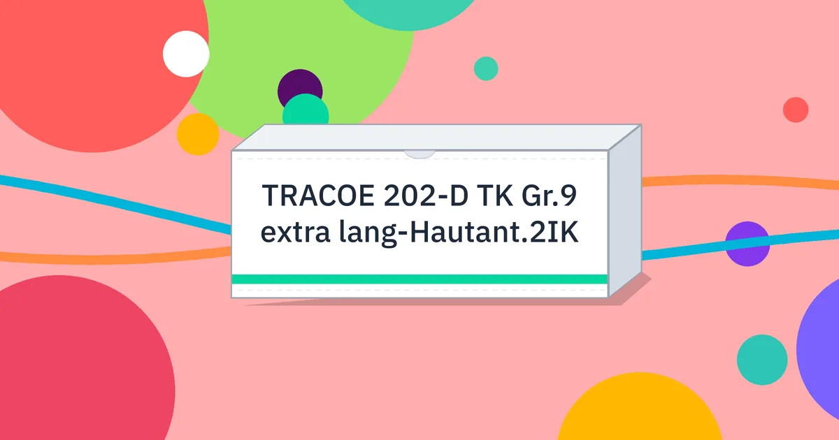 Symbolbild: Packung mit der Aufschrift TRACOE 202-D TK Gr.9 extra lang-Hautant.2IK (PZN 02719681) – Verfügbarkeit und Bezug in Apotheken in Frankfurt am Main