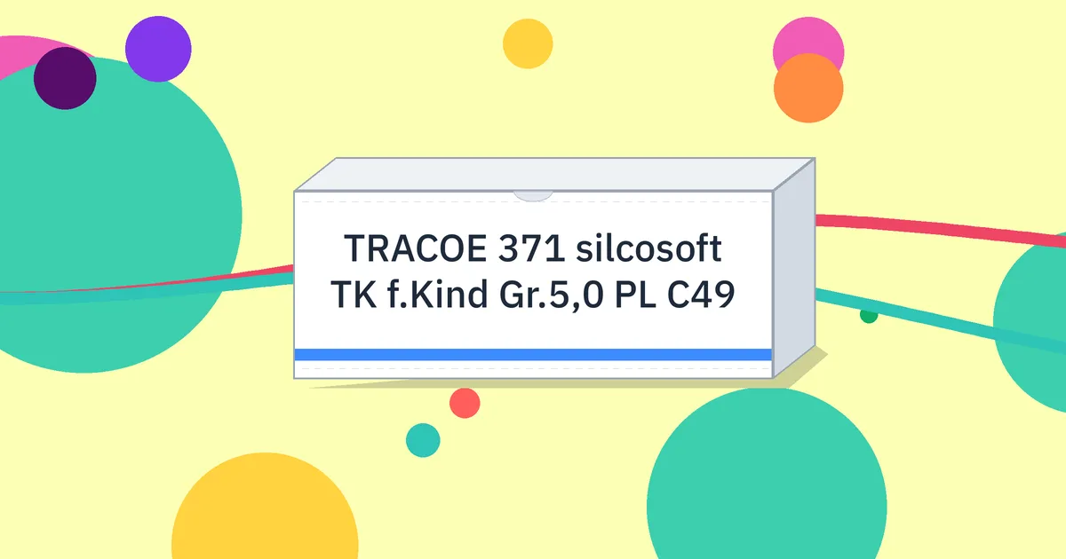 Symbolbild: Packung mit der Aufschrift TRACOE 371 silcosoft TK f.Kind Gr.5,0 PL C49 (PZN 14315629) – Verfügbarkeit und Bezug in Apotheken in Frankfurt am Main