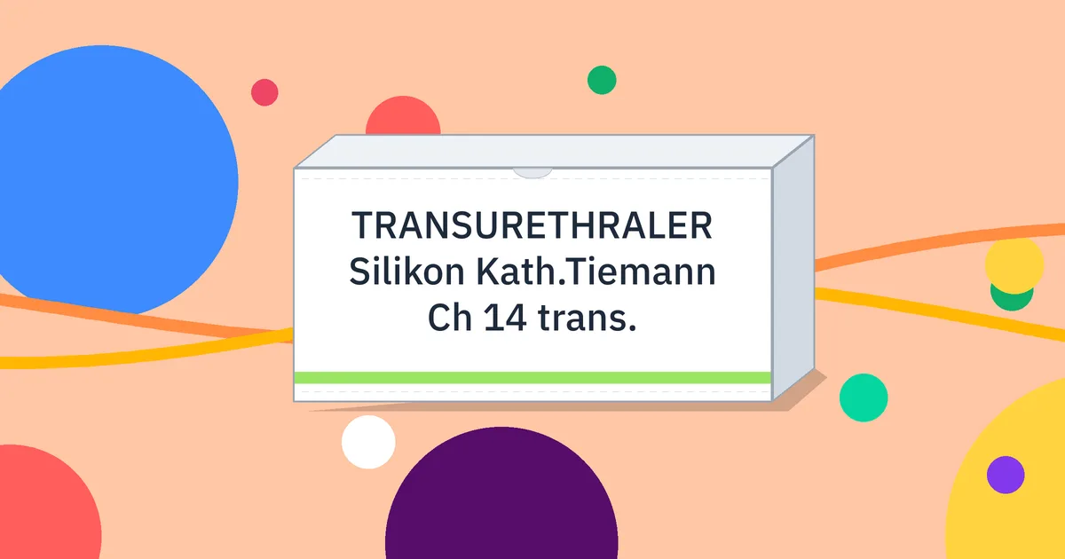 Symbolbild: Packung mit der Aufschrift TRANSURETHRALER Silikon Kath.Tiemann Ch 14 trans. (PZN 13163850) – Verfügbarkeit und Bezug in Apotheken in Frankfurt am Main