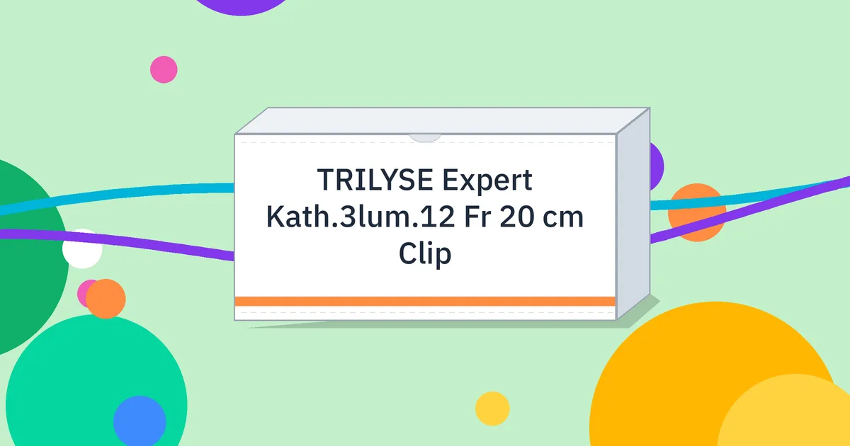 Symbolbild: Packung mit der Aufschrift TRILYSE Expert Kath.3lum.12 Fr 20 cm Clip (PZN 12872248) – Verfügbarkeit und Bezug in Apotheken in Frankfurt am Main