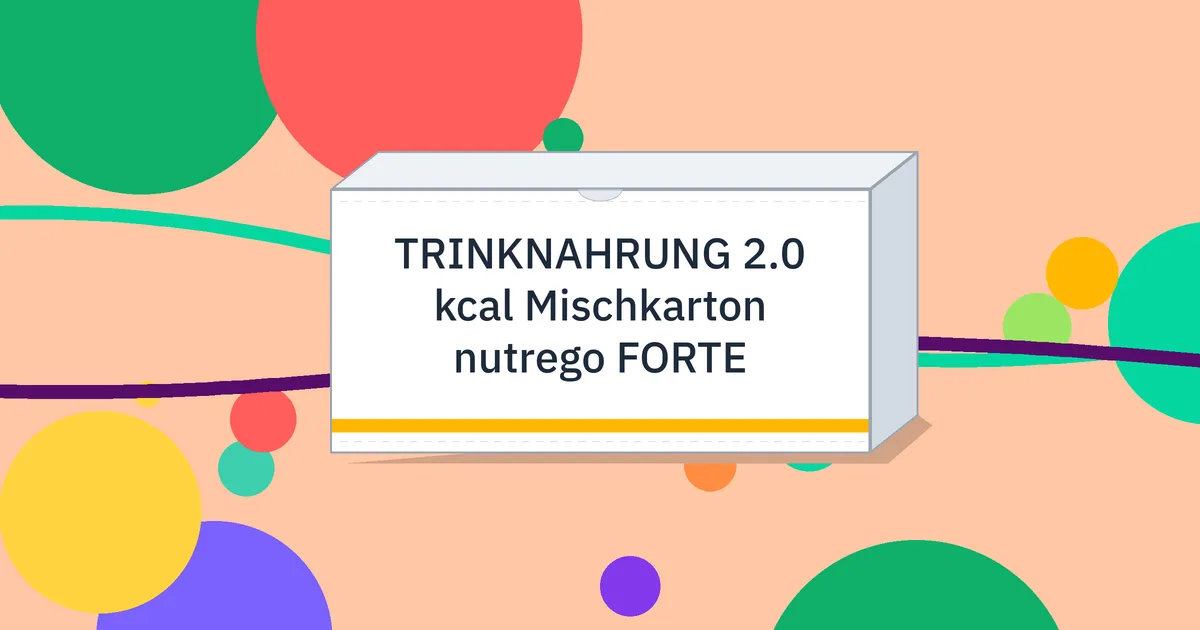 Symbolbild: Packung mit der Aufschrift TRINKNAHRUNG 2.0 kcal Mischkarton nutrego FORTE (PZN 19135122) – Verfügbarkeit und Bezug in Apotheken in Frankfurt am Main