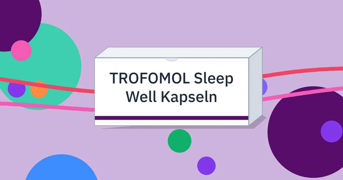 Symbolbild: Packung mit der Aufschrift TROFOMOL Sleep Well Kapseln (PZN 20218422) – Verfügbarkeit und Bezug in Apotheken in Frankfurt am Main