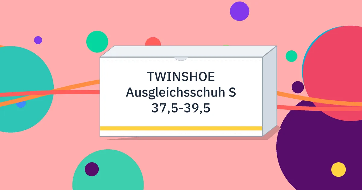 Symbolbild: Packung mit der Aufschrift TWINSHOE Ausgleichsschuh S 37,5-39,5 (PZN 16629496) – Verfügbarkeit und Bezug in Apotheken in Frankfurt am Main