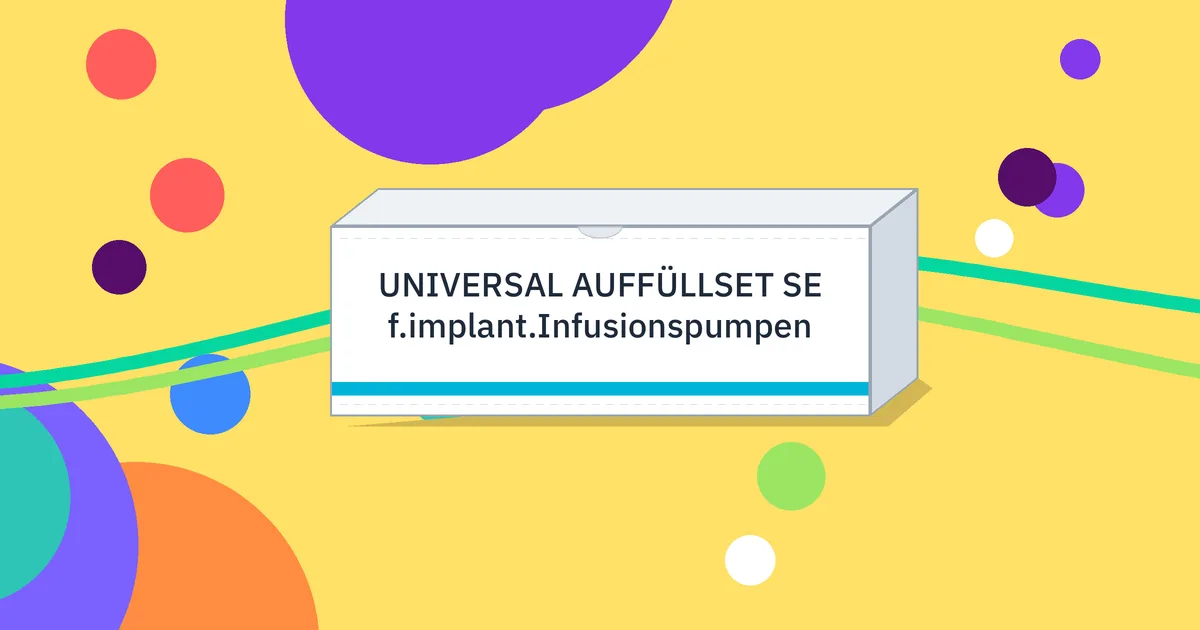Symbolbild: Packung mit der Aufschrift UNIVERSAL AUFFÜLLSET SE f.implant.Infusionspumpen (PZN 13863441) – Verfügbarkeit und Bezug in Apotheken in Frankfurt am Main