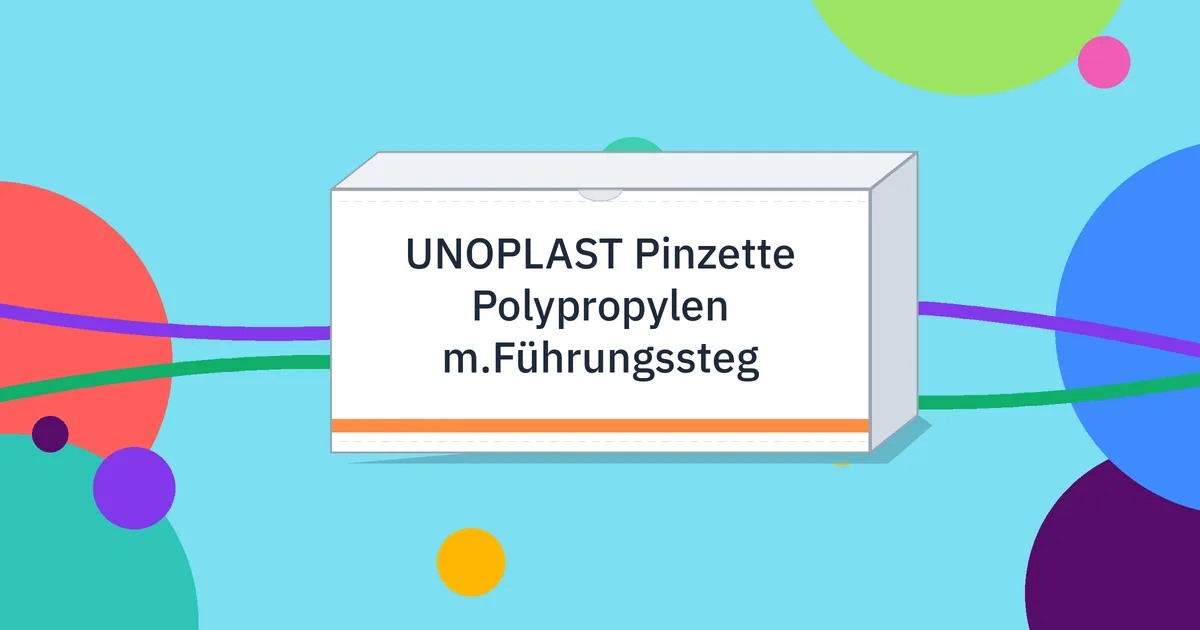 Symbolbild: Packung mit der Aufschrift UNOPLAST Pinzette Polypropylen m.Führungssteg (PZN 07697323) – Verfügbarkeit und Bezug in Apotheken in Frankfurt am Main