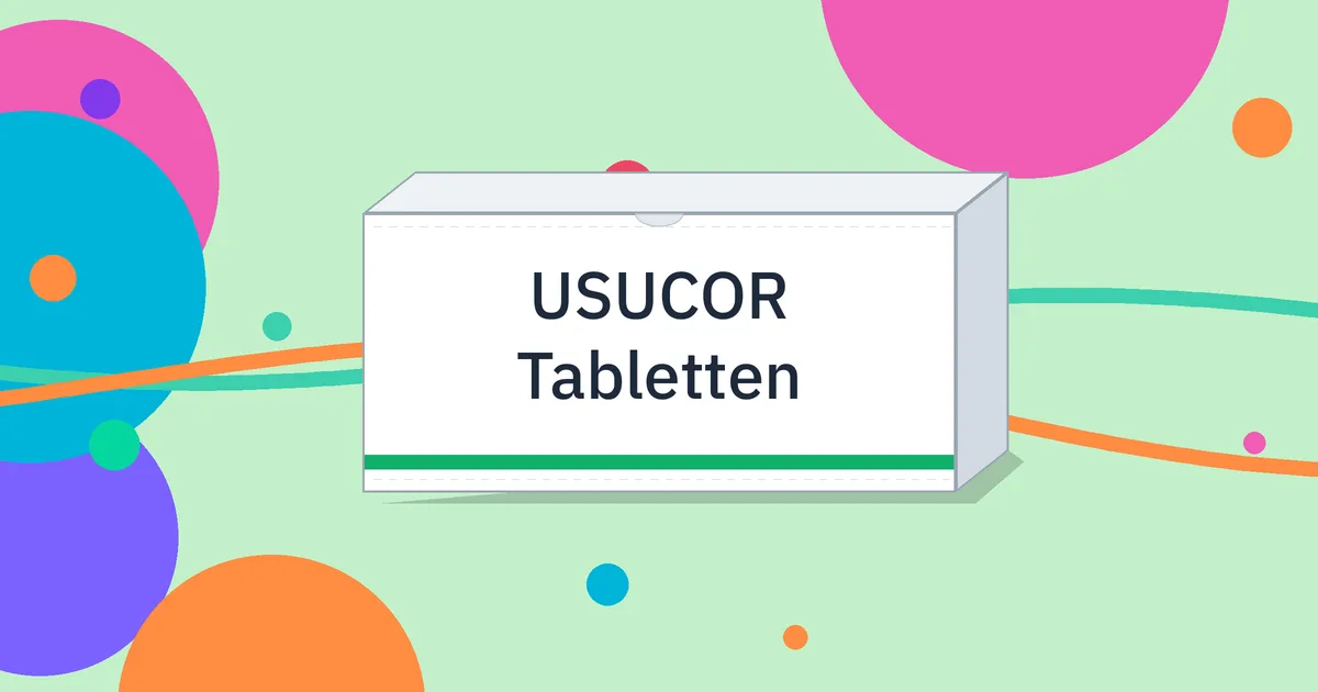 Symbolbild: Packung mit der Aufschrift USUCOR Tabletten (PZN 01472451) – Verfügbarkeit und Bezug in Apotheken in Frankfurt am Main