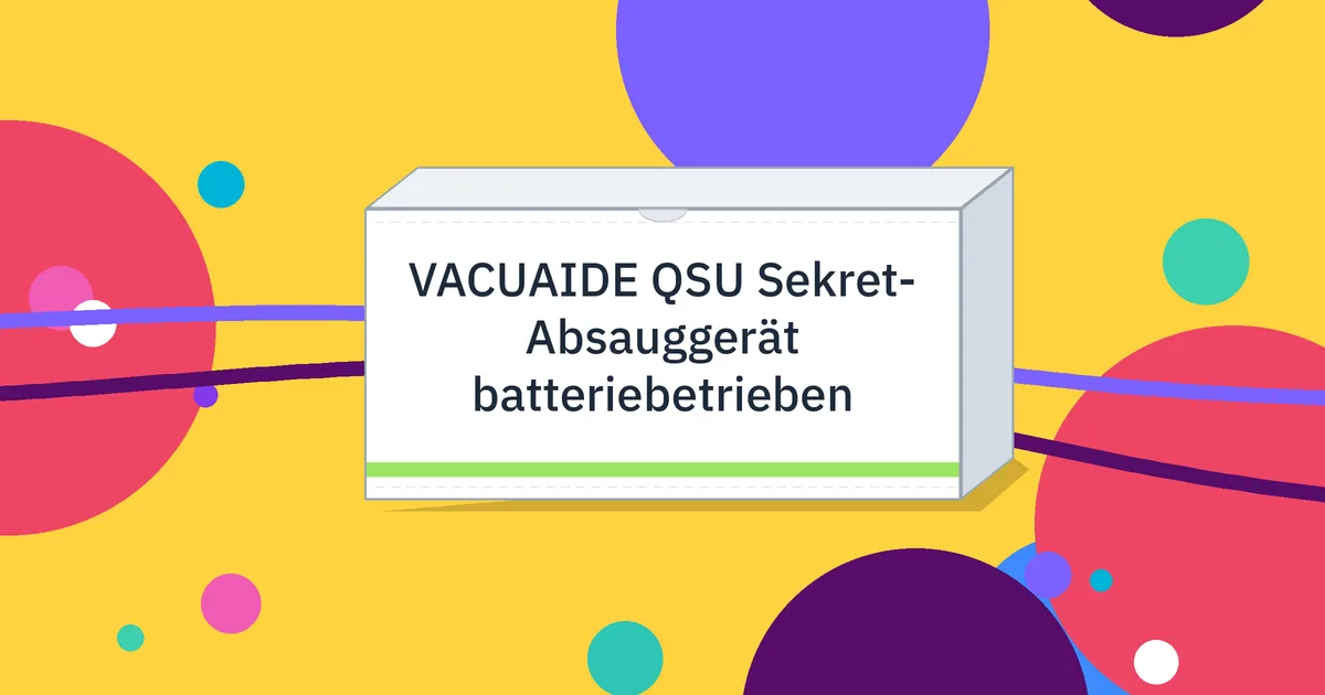Symbolbild: Packung mit der Aufschrift VACUAIDE QSU Sekret-Absauggerät batteriebetrieben (PZN 04439371) – Verfügbarkeit und Bezug in Apotheken in Frankfurt am Main