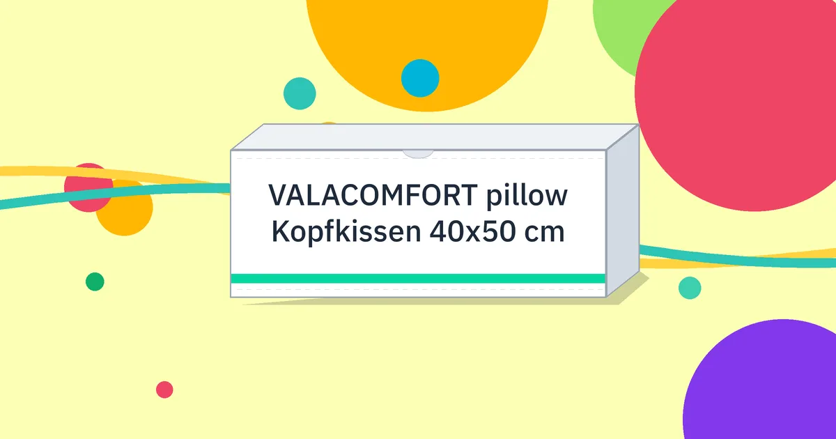 Symbolbild: Packung mit der Aufschrift VALACOMFORT pillow Kopfkissen 40x50 cm (PZN 13746066) – Verfügbarkeit und Bezug in Apotheken in Frankfurt am Main