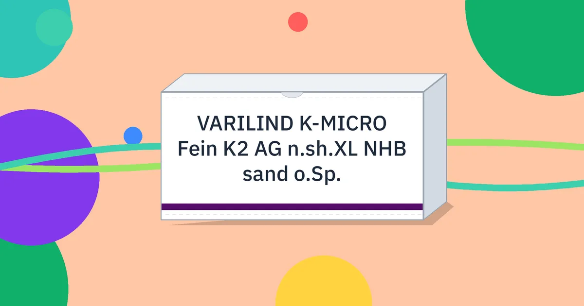 Symbolbild: Packung mit der Aufschrift VARILIND K-MICRO Fein K2 AG n.sh.XL NHB sand o.Sp. (PZN 20555958) – Verfügbarkeit und Bezug in Apotheken in Frankfurt am Main