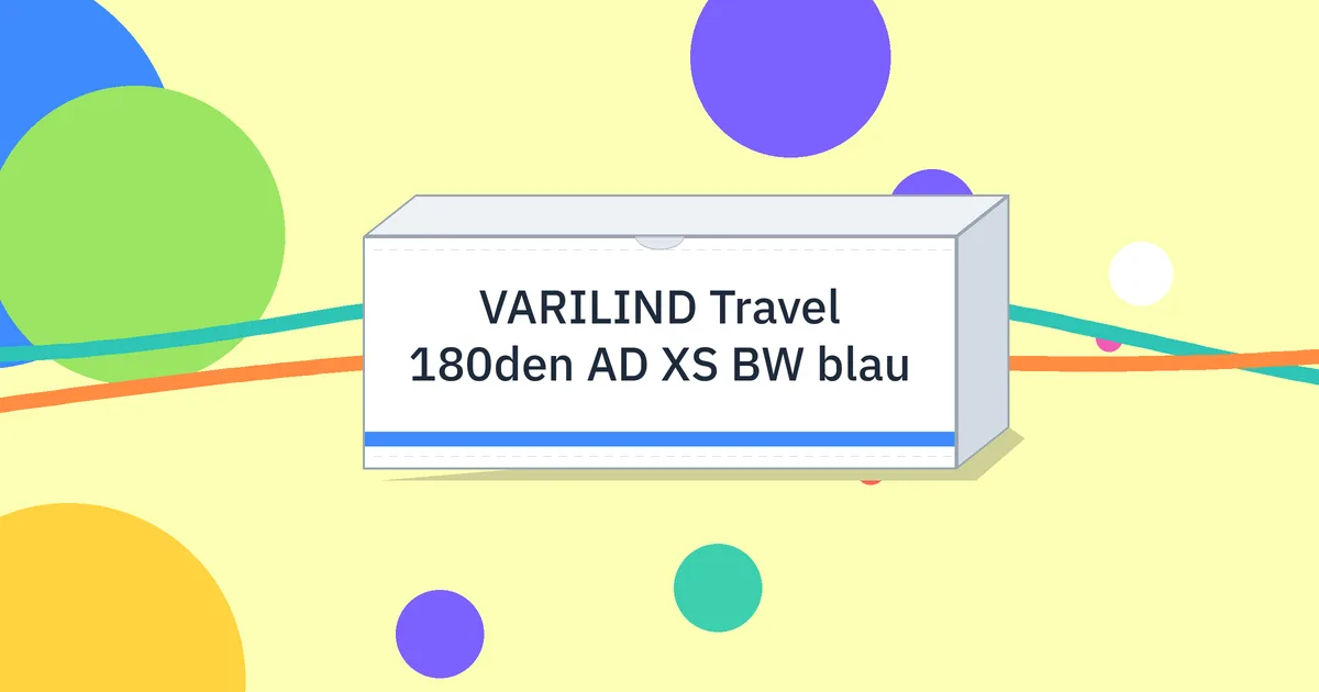 Symbolbild: Packung mit der Aufschrift VARILIND Travel 180den AD XS BW blau (PZN 02225051) – Verfügbarkeit und Bezug in Apotheken in Frankfurt am Main