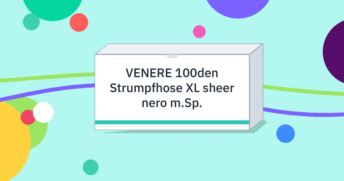 Symbolbild: Packung mit der Aufschrift VENERE 100den Strumpfhose XL sheer nero m.Sp. (PZN 16170885) – Verfügbarkeit und Bezug in Apotheken in Frankfurt am Main