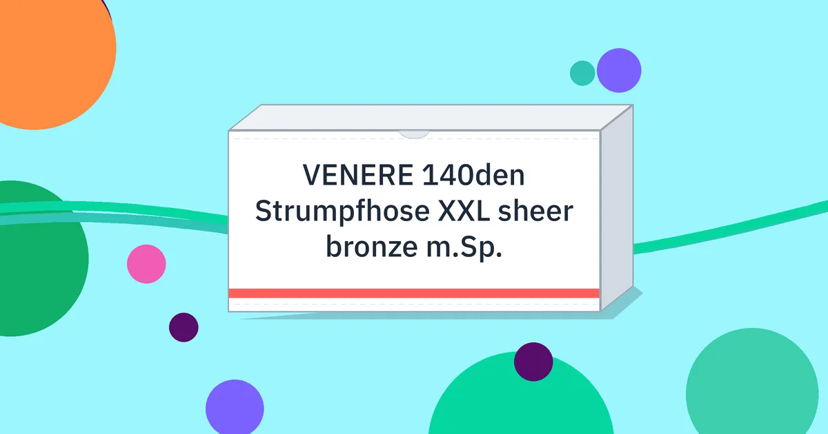 Symbolbild: Packung mit der Aufschrift VENERE 140den Strumpfhose XXL sheer bronze m.Sp. (PZN 16171608) – Verfügbarkeit und Bezug in Apotheken in Frankfurt am Main
