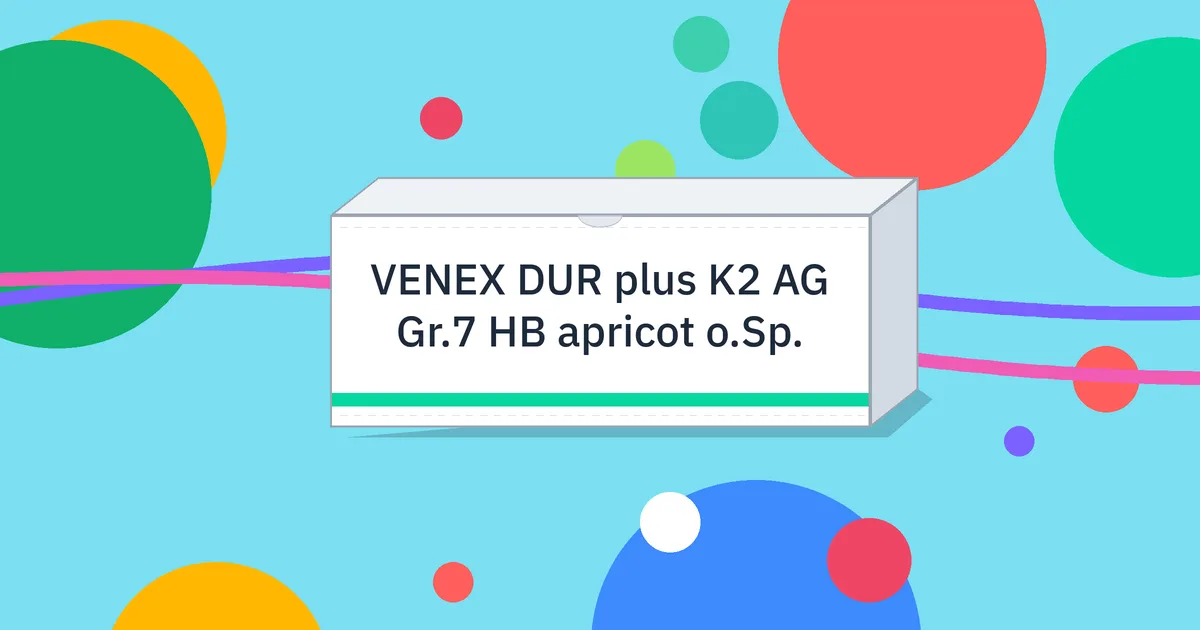 Symbolbild: Packung mit der Aufschrift VENEX DUR plus K2 AG Gr.7 HB apricot o.Sp. (PZN 03237530) – Verfügbarkeit und Bezug in Apotheken in Frankfurt am Main