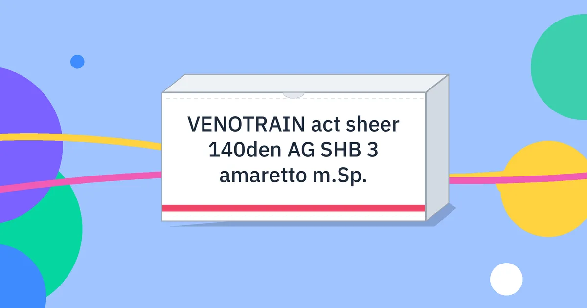 Symbolbild: Packung mit der Aufschrift VENOTRAIN act sheer 140den AG SHB 3 amaretto m.Sp. (PZN 16208300) – Verfügbarkeit und Bezug in Apotheken in Frankfurt am Main