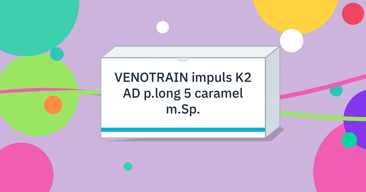Symbolbild: Packung mit der Aufschrift VENOTRAIN impuls K2 AD p.long 5 caramel m.Sp. (PZN 00614067) – Verfügbarkeit und Bezug in Apotheken in Frankfurt am Main