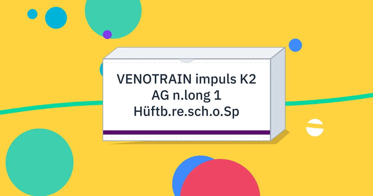 Symbolbild: Packung mit der Aufschrift VENOTRAIN impuls K2 AG n.long 1 Hüftb.re.sch.o.Sp (PZN 10293285) – Verfügbarkeit und Bezug in Apotheken in Frankfurt am Main