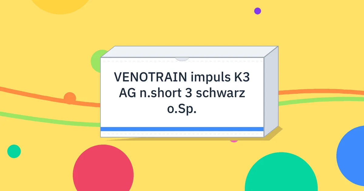 Symbolbild: Packung mit der Aufschrift VENOTRAIN impuls K3 AG n.short 3 schwarz o.Sp. (PZN 00500814) – Verfügbarkeit und Bezug in Apotheken in Frankfurt am Main