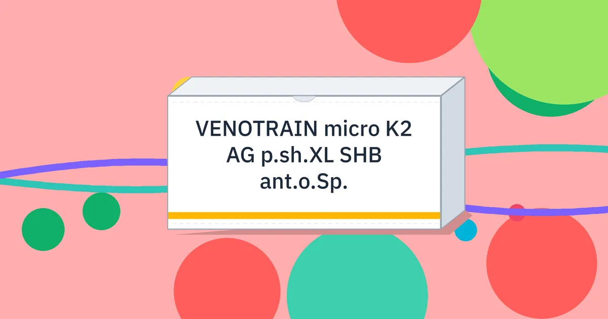 Symbolbild: Packung mit der Aufschrift VENOTRAIN micro K2 AG p.sh.XL SHB ant.o.Sp. (PZN 11063541) – Verfügbarkeit und Bezug in Apotheken in Frankfurt am Main