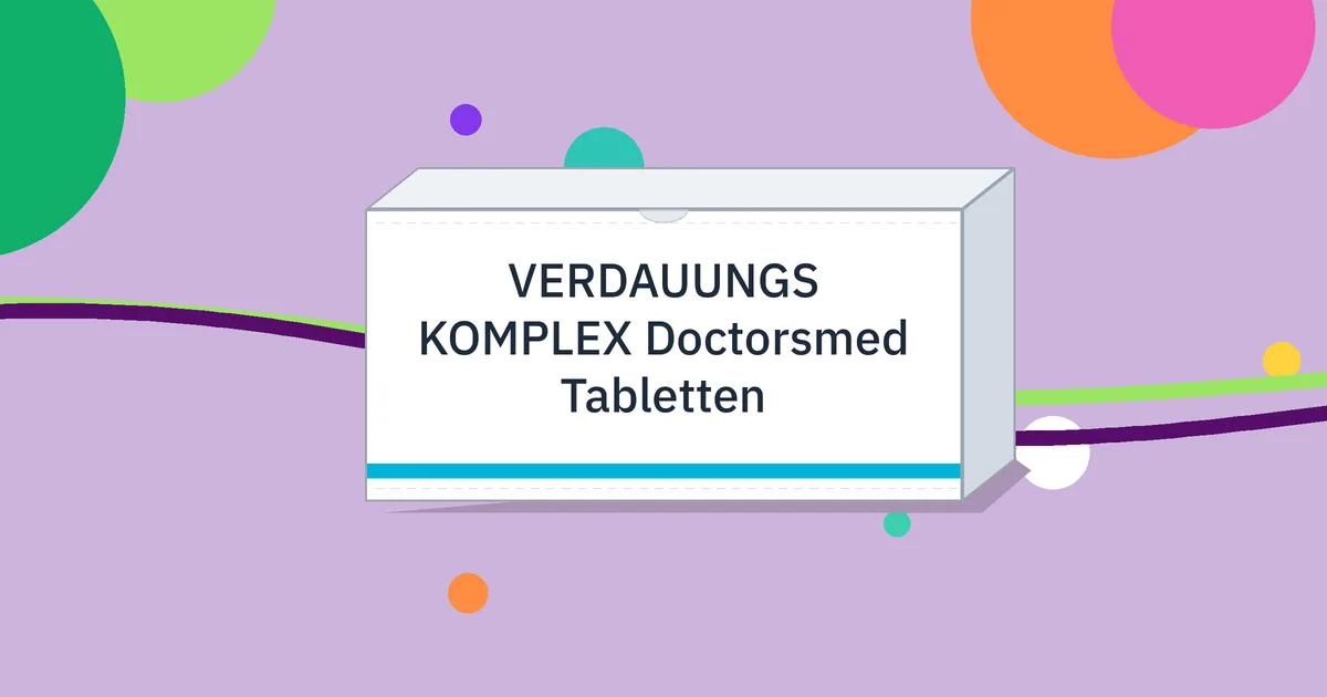 Symbolbild: Packung mit der Aufschrift VERDAUUNGS KOMPLEX Doctorsmed Tabletten (PZN 11517605) – Verfügbarkeit und Bezug in Apotheken in Frankfurt am Main