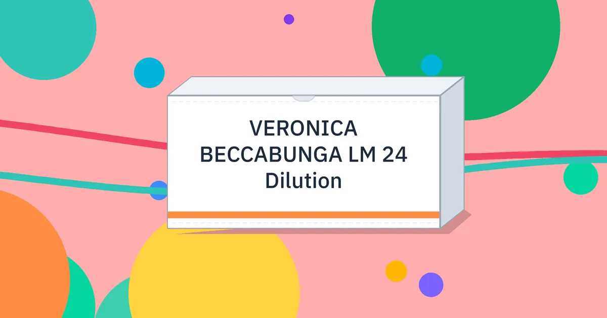 Symbolbild: Packung mit der Aufschrift VERONICA BECCABUNGA LM 24 Dilution (PZN 13269235) – Verfügbarkeit und Bezug in Apotheken in Frankfurt am Main