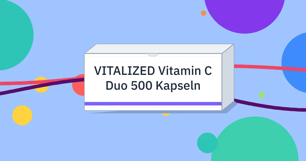 Symbolbild: Packung mit der Aufschrift VITALIZED Vitamin C Duo 500 Kapseln (PZN 20140424) – Verfügbarkeit und Bezug in Apotheken in Frankfurt am Main